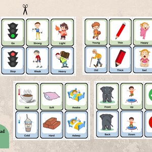 48 Opposite Words Kids Flashcards, Opposites Matching Game, Opposites ...