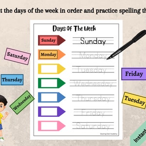 Kids Calendar Printable, Daily Perpetual Wall Calendar, Homeschool ...