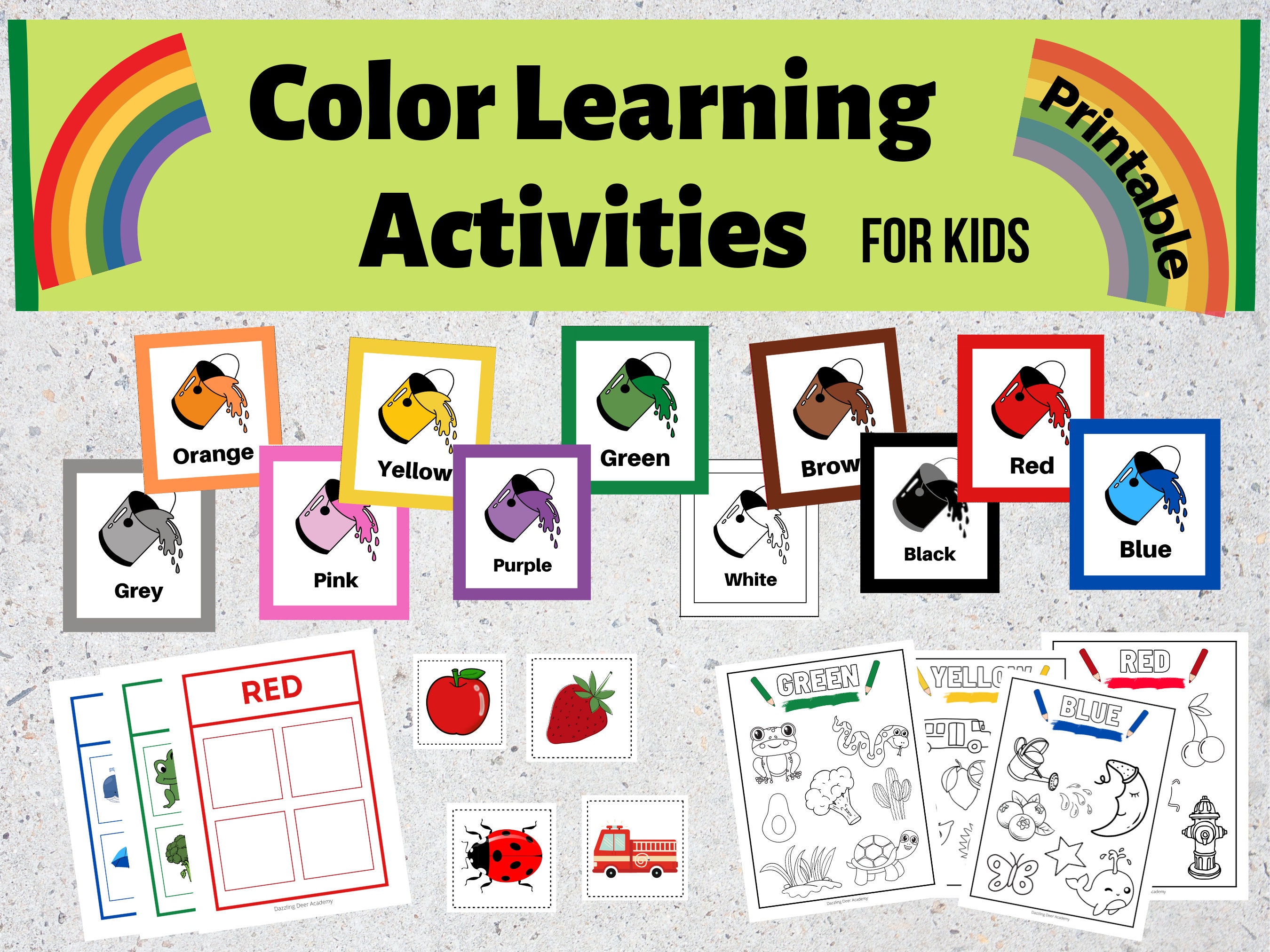 Color Learning Activities for Kids, Printable, Color Flashcards, Color ...