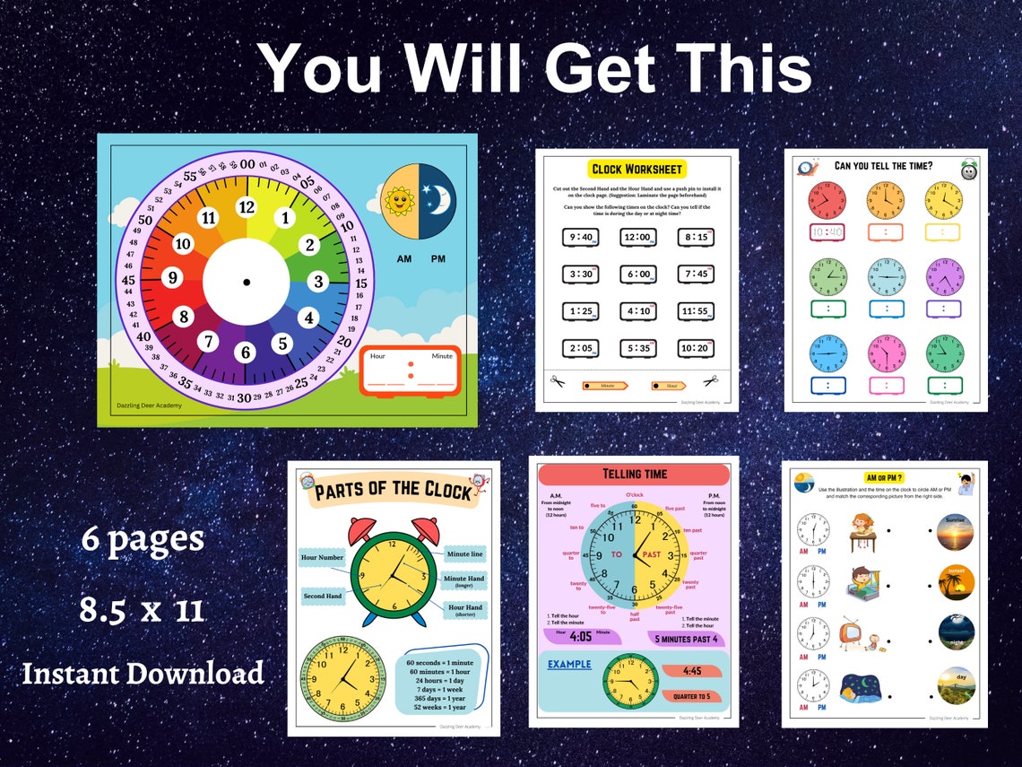 Learn to Tell Time Printable Activity, Telling Time Worksheet ...