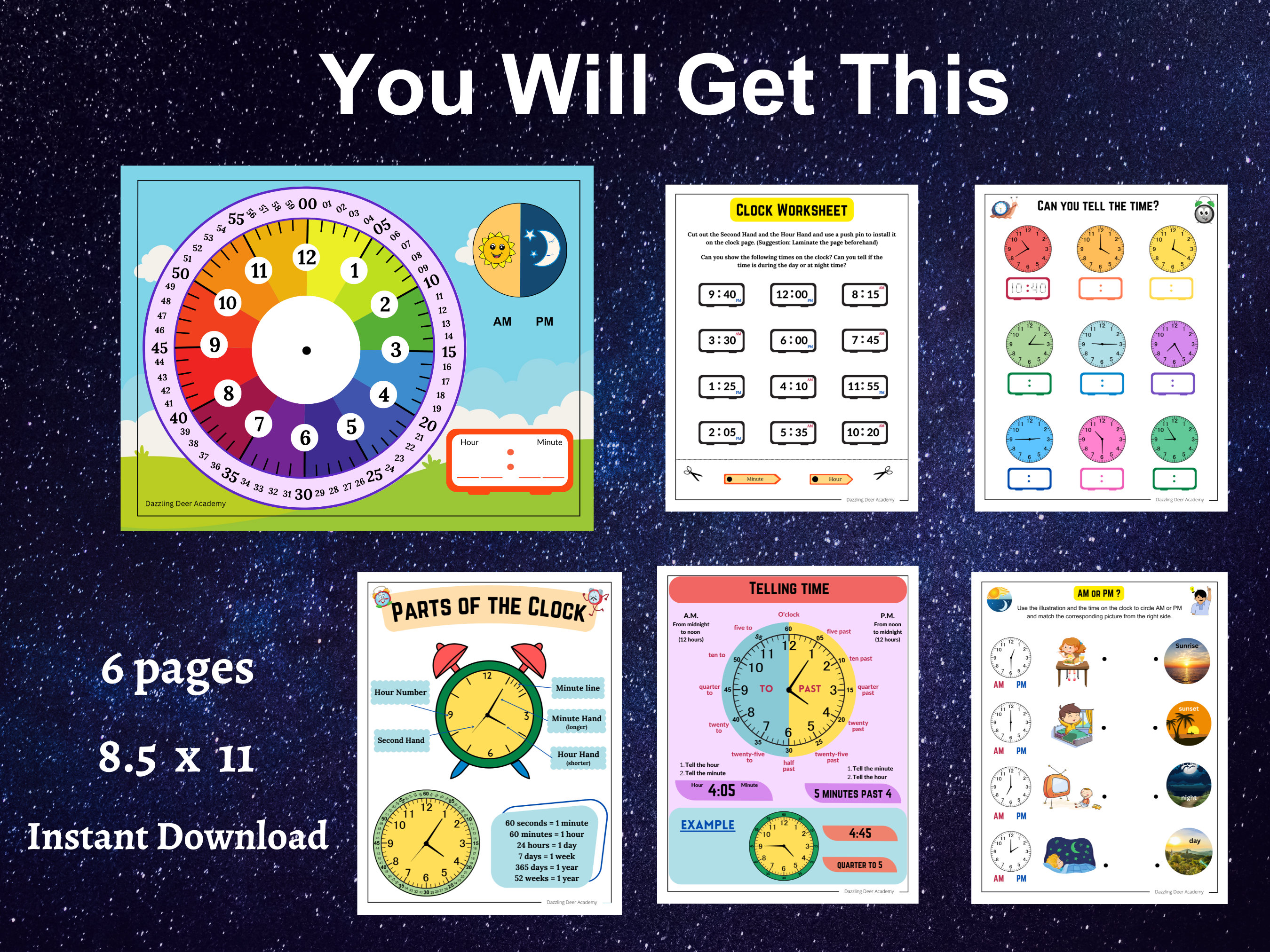 Learn to Tell Time Printable Activity, Telling Time Worksheet ...