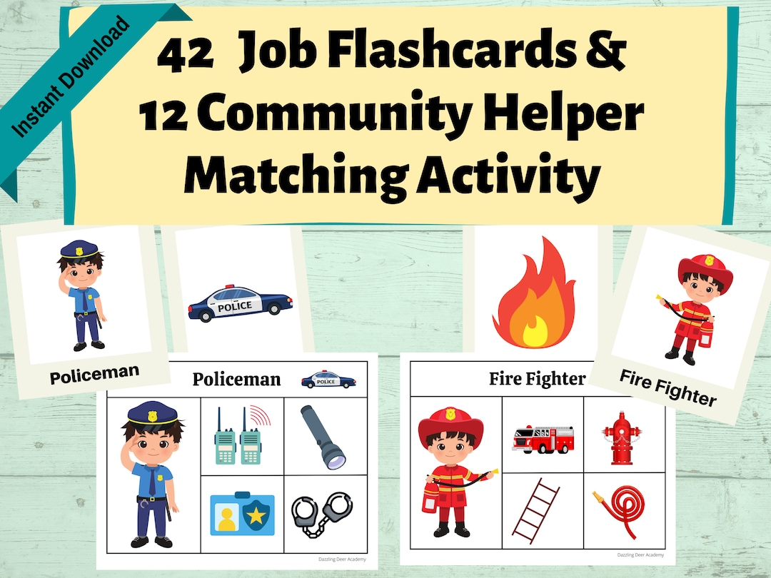 42 Occupation / Job Flashcards & 12 Community Helper Matching by ...