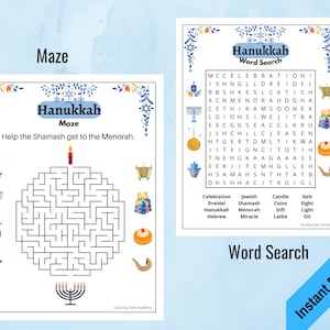 Hanukkah Activity Pack & Game Bundle for Kids Menorah Art and Craft ...