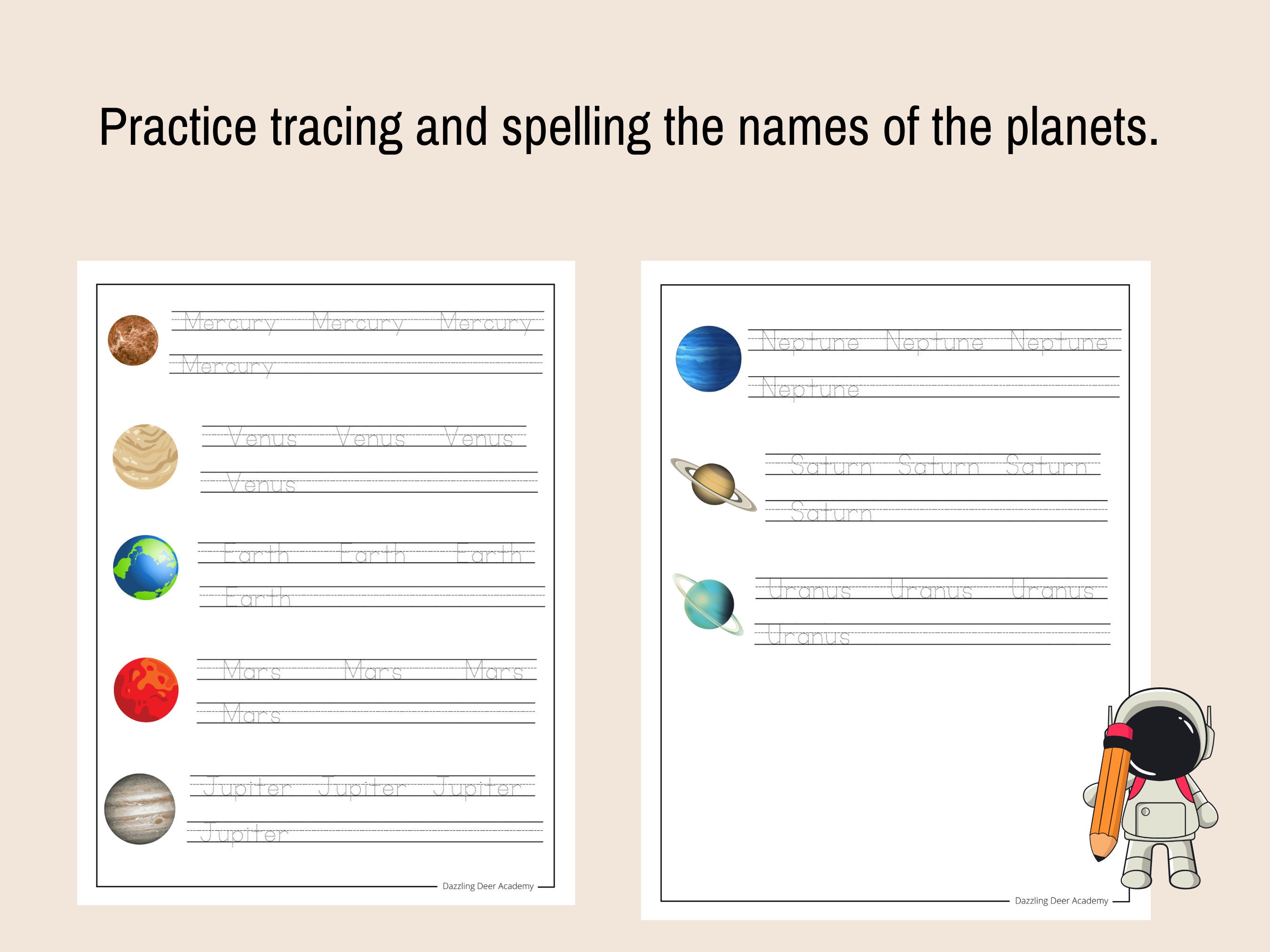 Solar System Printable Learning Activity for Kids, Planet Matching ...