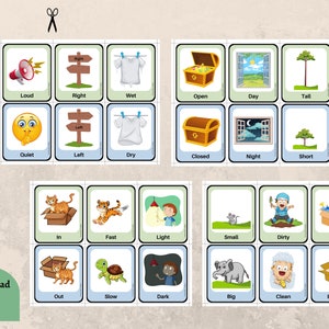 48 Opposite Words Kids Flashcards, Opposites Matching Game, Opposites ...