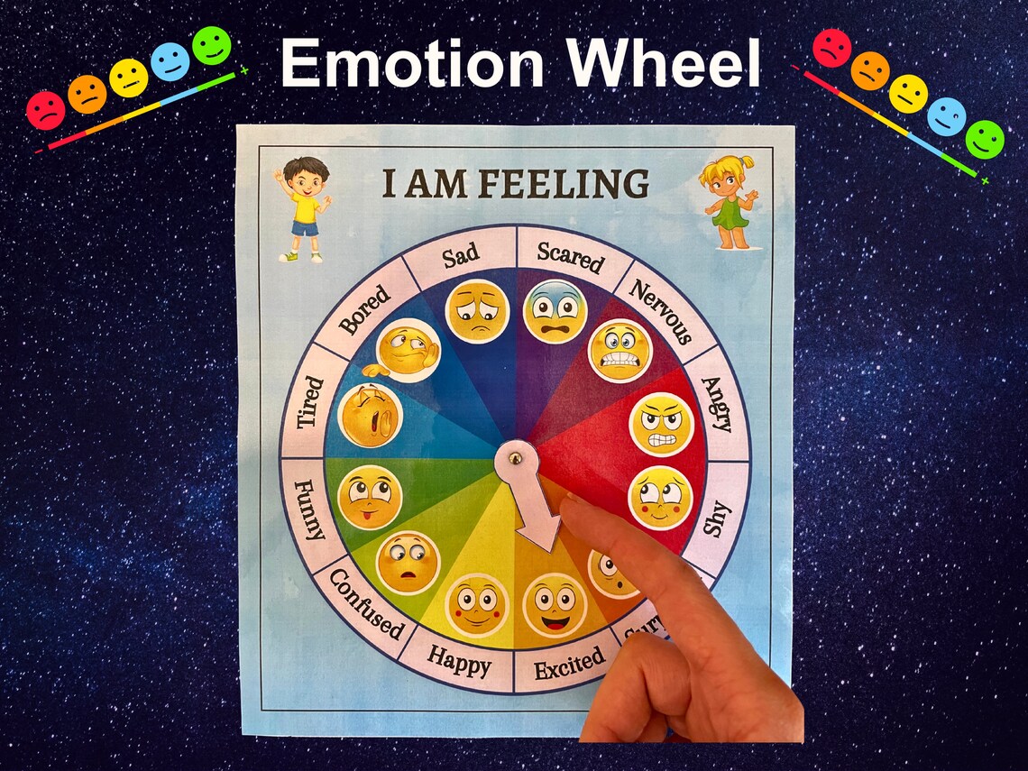 Kids Emotions & Feelings. Emotion Wheel, Emotion Flashcards, Feeling ...