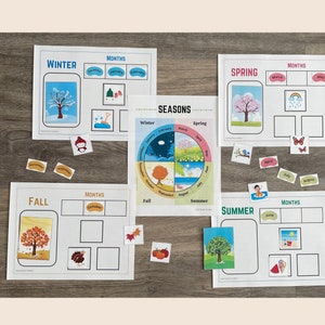 Seasons Printable for Kids, Months of the Year Matching Game, Four ...