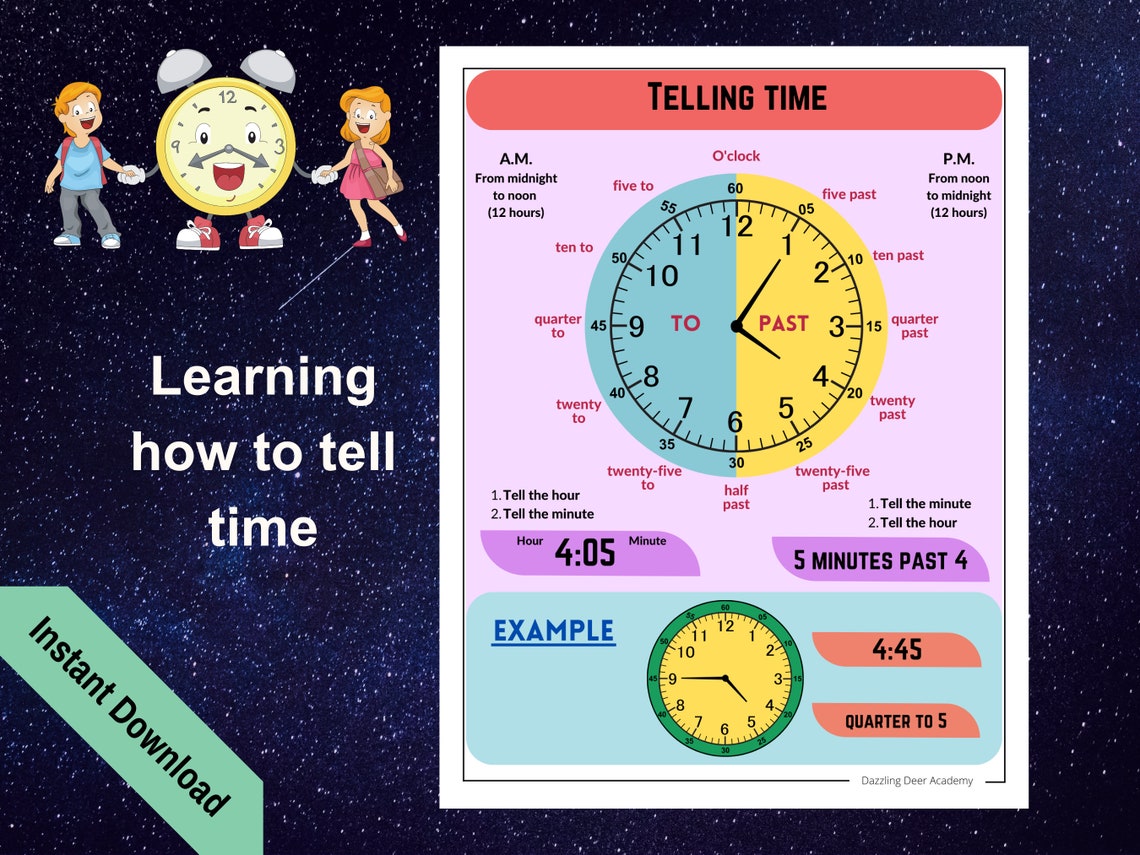 Learn to Tell Time Printable Activity, Telling Time Worksheet ...