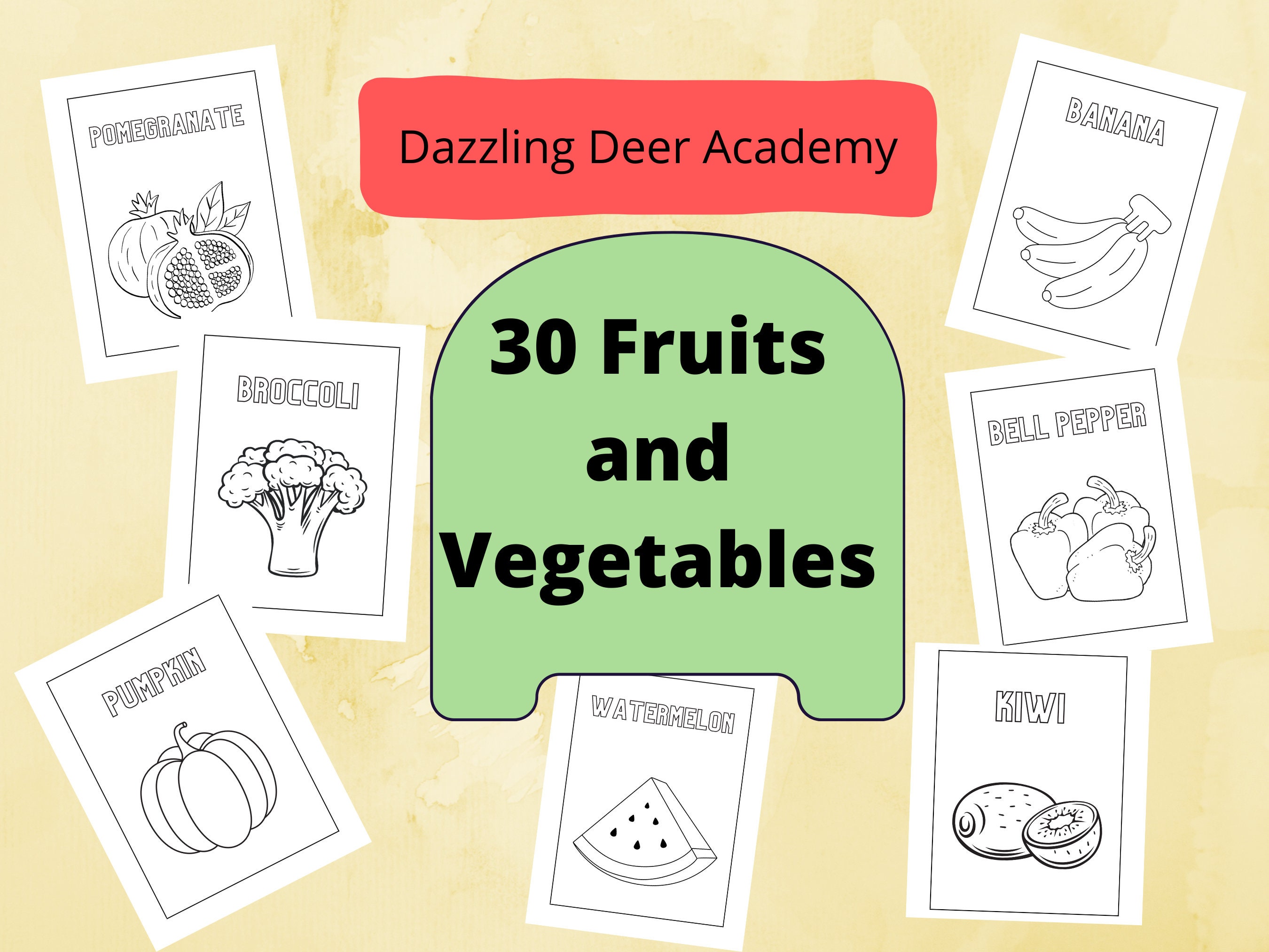 30 Fruits and Vegetables Coloring Pages Printable Instant Download - Etsy