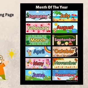 Kids Calendar Printable, Daily Perpetual Wall Calendar, Homeschool ...