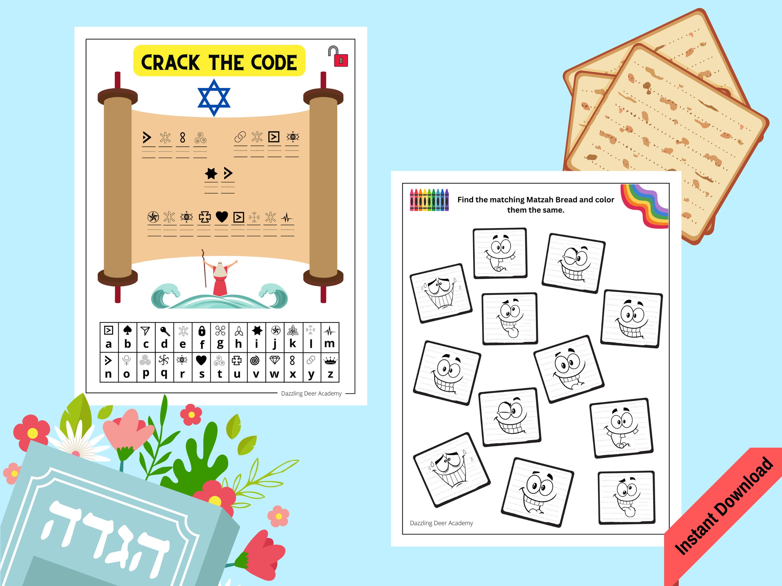 Printable Passover Activity Book for Kids, Pesach Activity Pages, Maze ...