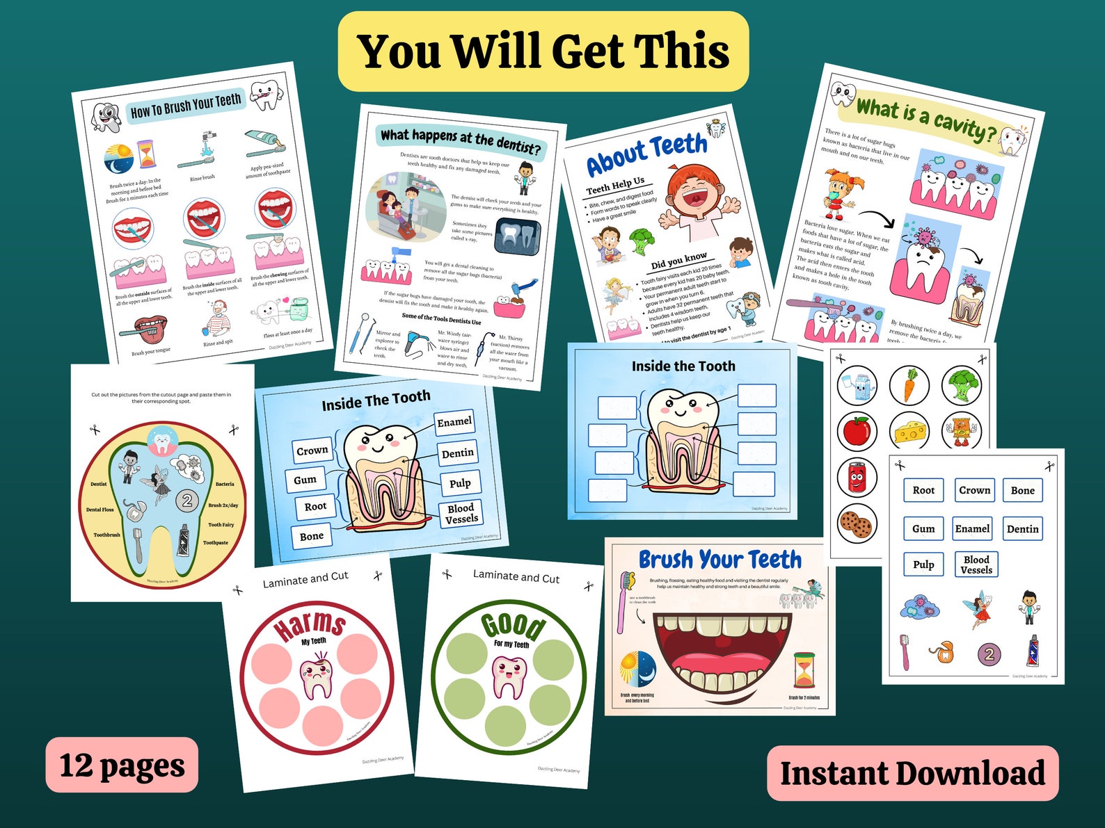 Dental Health Printable Activity for Kids, Preschool Busy Book ...