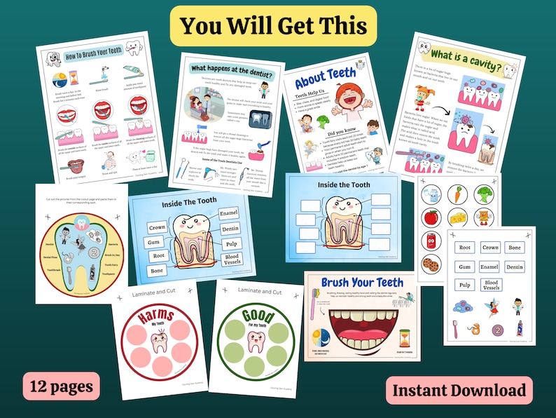 Dental Health Printable Activity for Kids, Preschool Busy Book ...