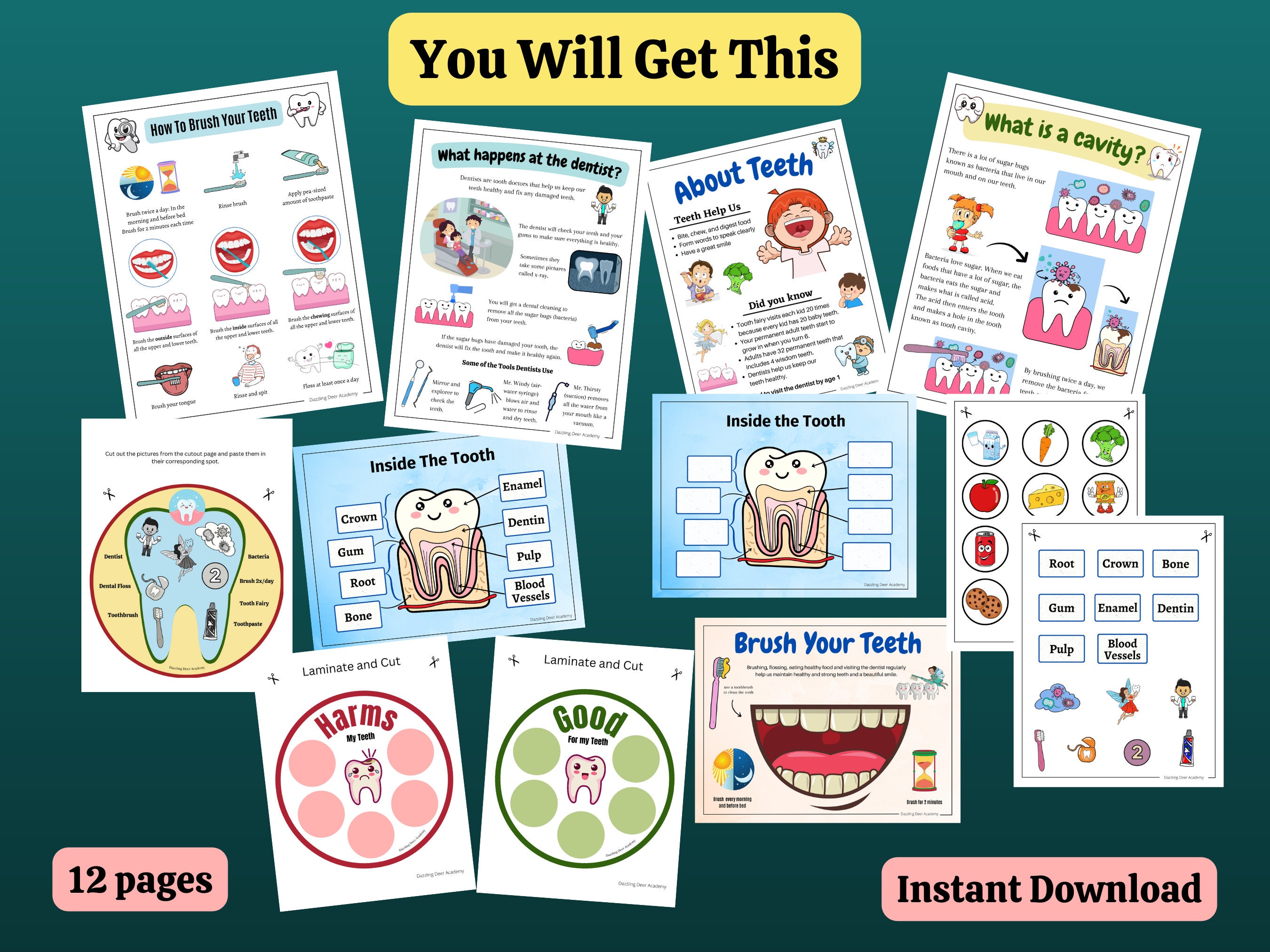 Dental Health Printable Activity for Kids, Preschool Busy Book ...