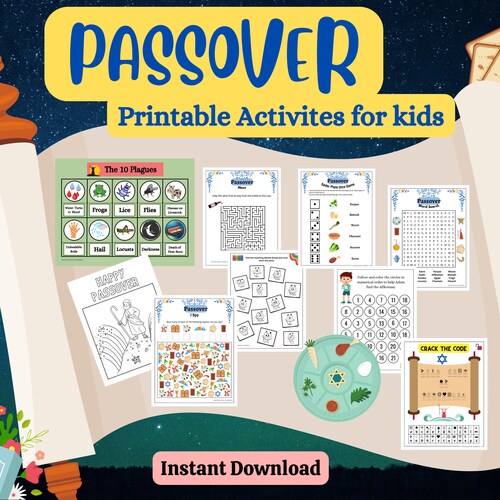 Printable Passover Activity Book for Kids. Activity Pages - Etsy