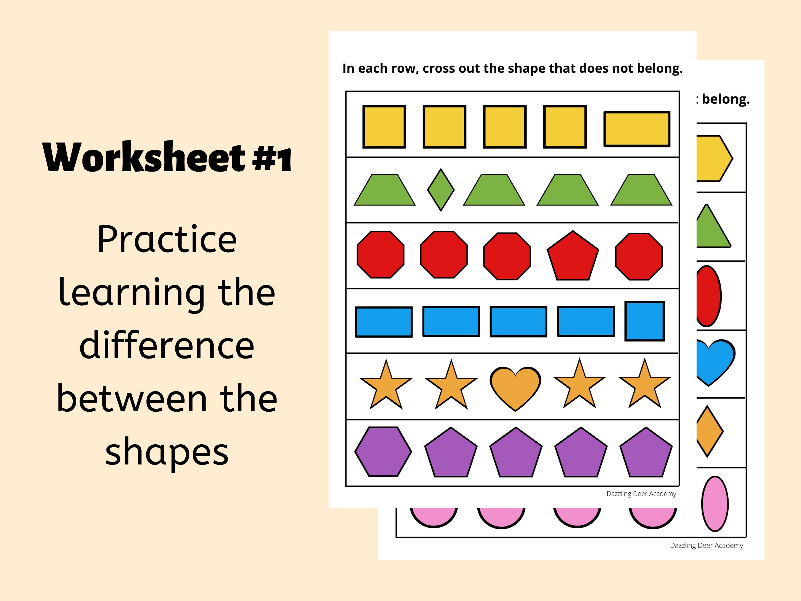 Montessori Shapes Flashcards & Worksheets for Kids Shape - Etsy