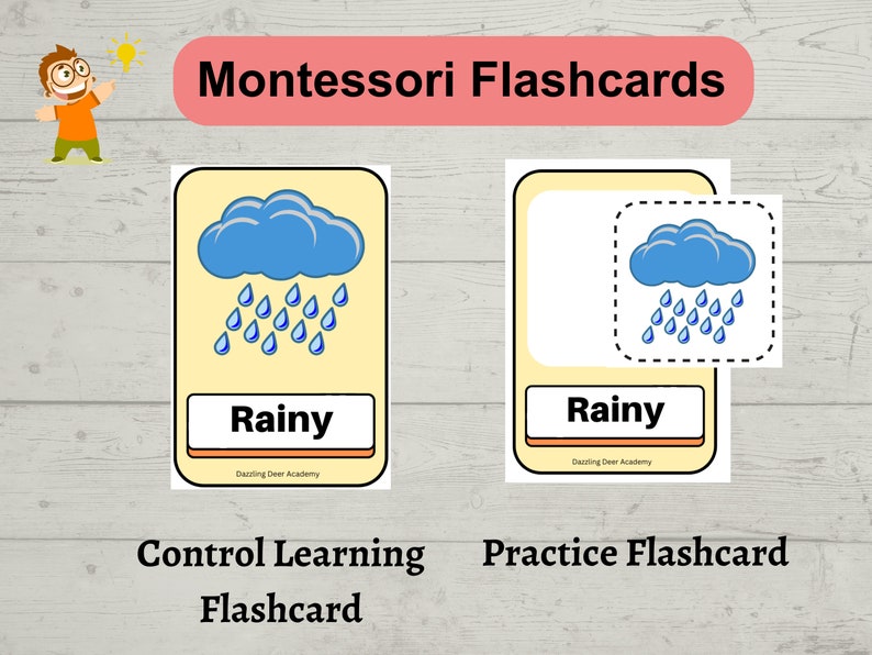 Weather Flashcards & Learning Activity for Kids, Printable Montessori ...