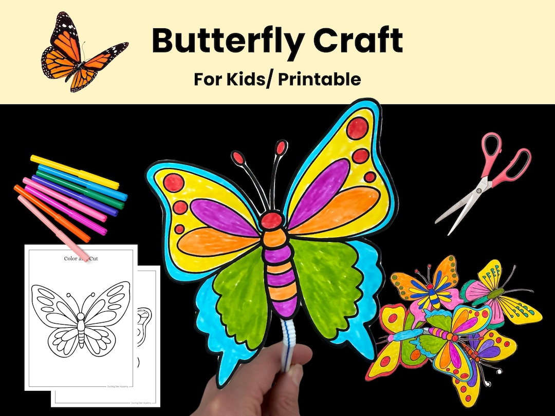 Butterfly Craft for Kids, Printable Spring Craft & Coloring Activity ...