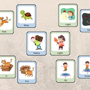 48 Opposite Words Kids Flashcards, Opposites Matching Game, Opposites ...