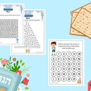 Printable Passover Activity Book for Kids, Pesach Activity Pages, Maze ...