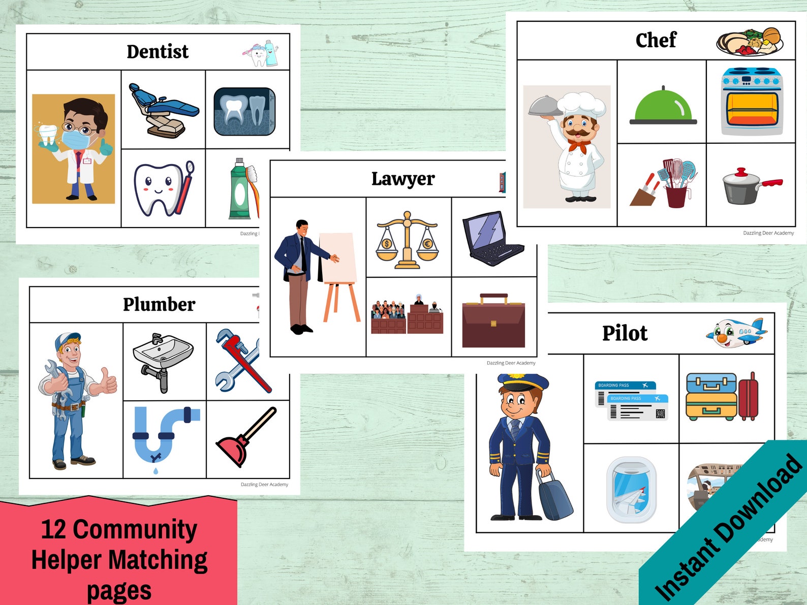 42 Occupation / Job Flashcards & 12 Community Helper Matching by ...