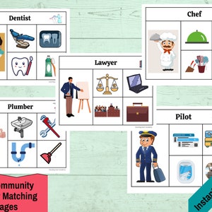 42 Occupation / Job Flashcards & 12 Community Helper Matching by ...