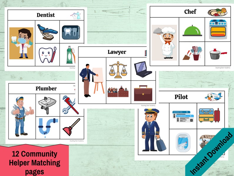 42 Occupation / Job Flashcards & 12 Community Helper Matching by ...