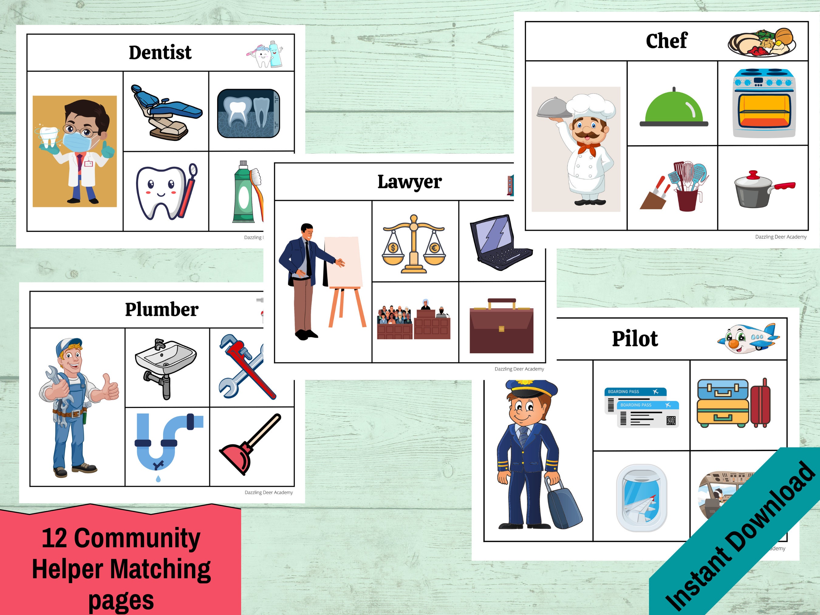 42 Occupation / Job Flashcards & 12 Community Helper Matching by ...