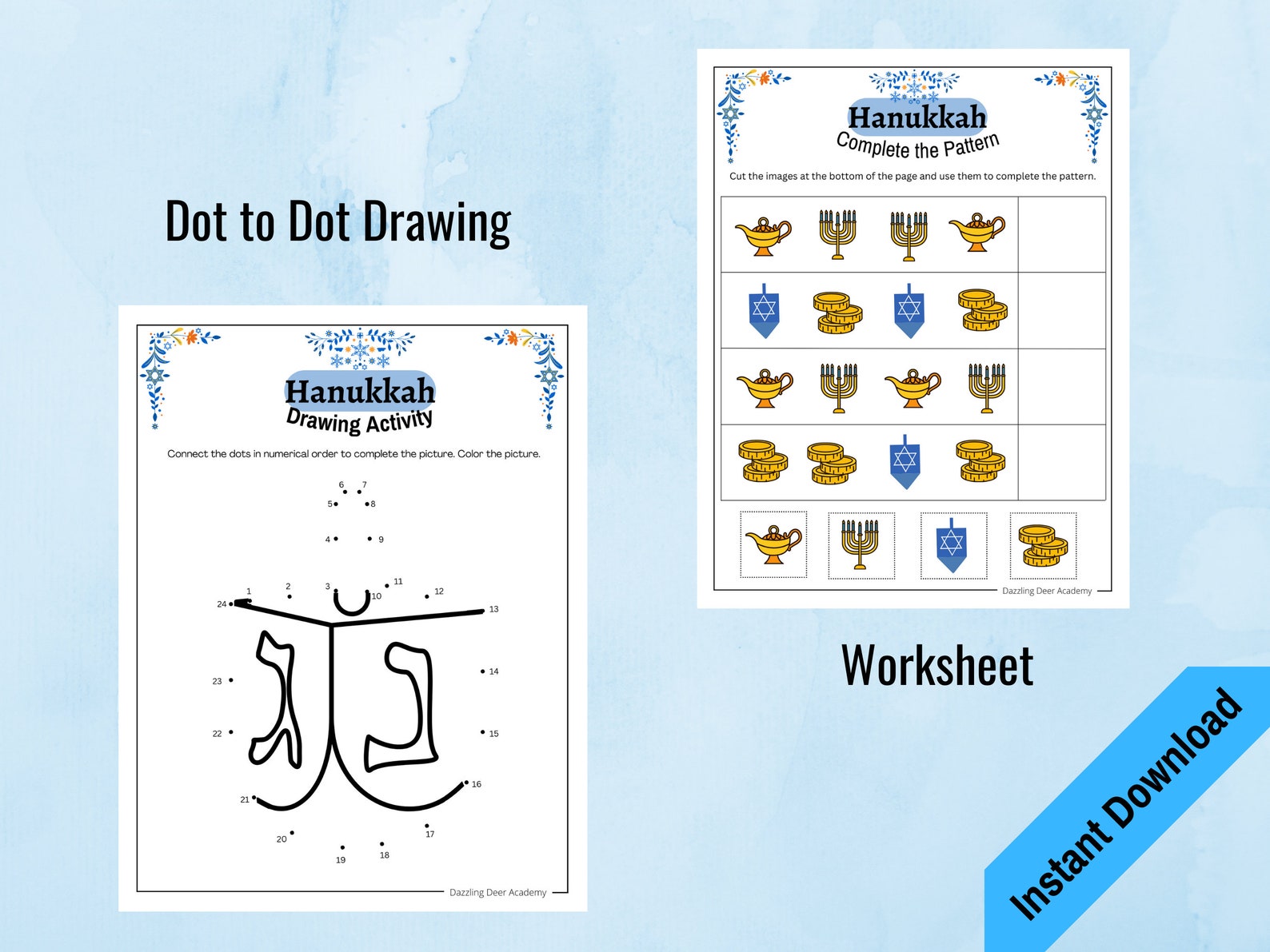 Hanukkah Activity Pack & Game Bundle for Kids Menorah Art and Craft ...
