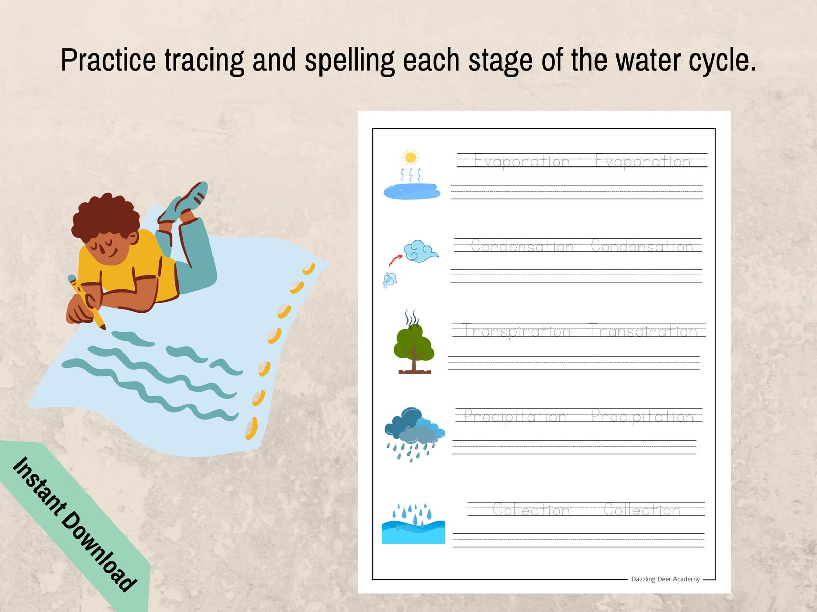 Water Cycle Kids Printable Activity, Water Cycle Unit Study, Preschool ...