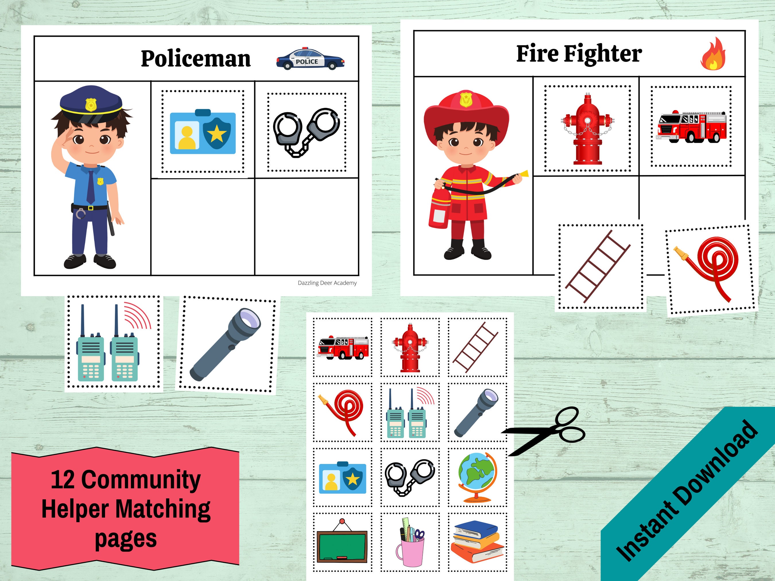 42 Occupation / Job Flashcards & 12 Community Helper Matching by ...