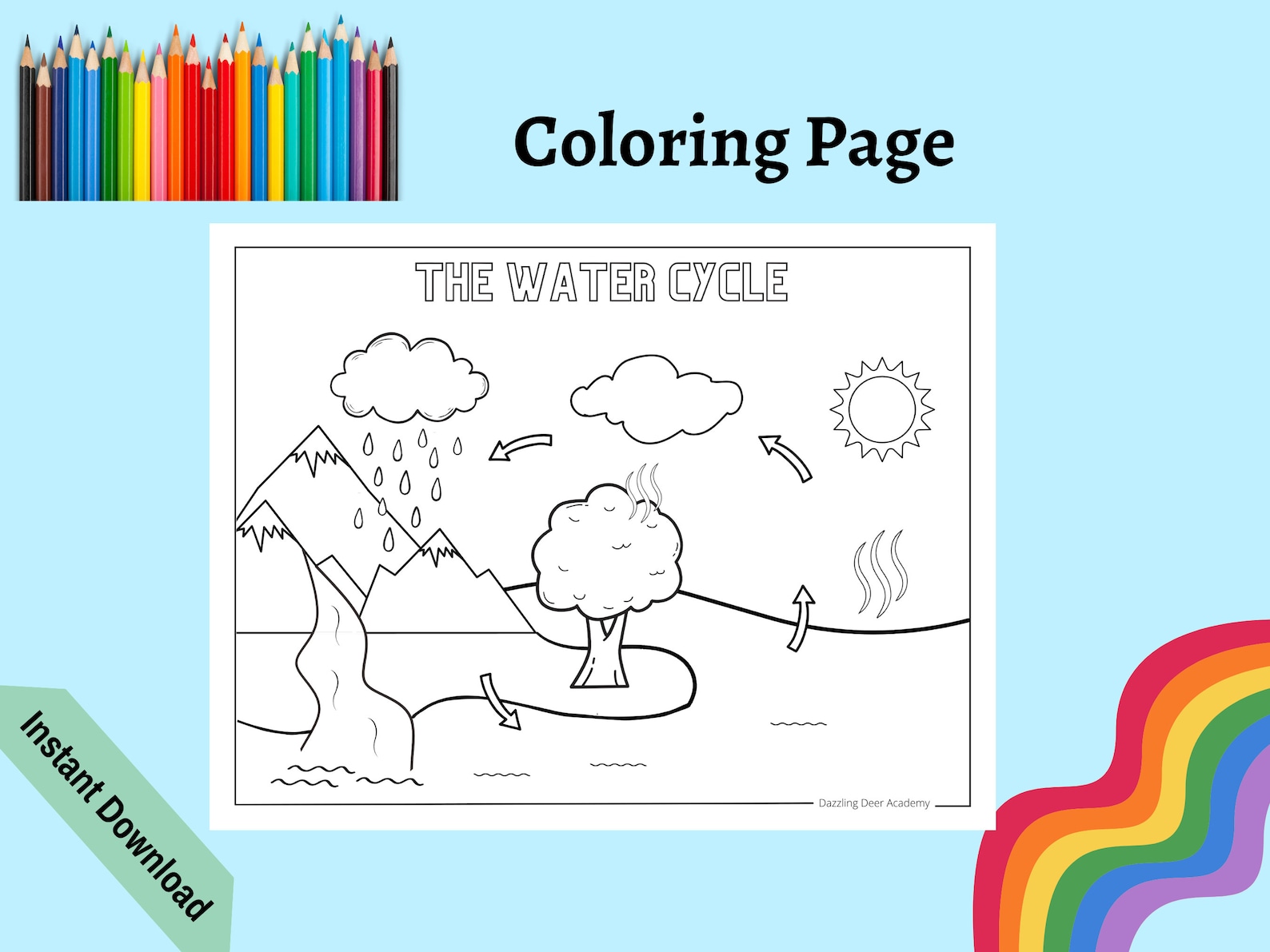Water Cycle Kids Printable Activity, Water Cycle Unit Study, Preschool ...