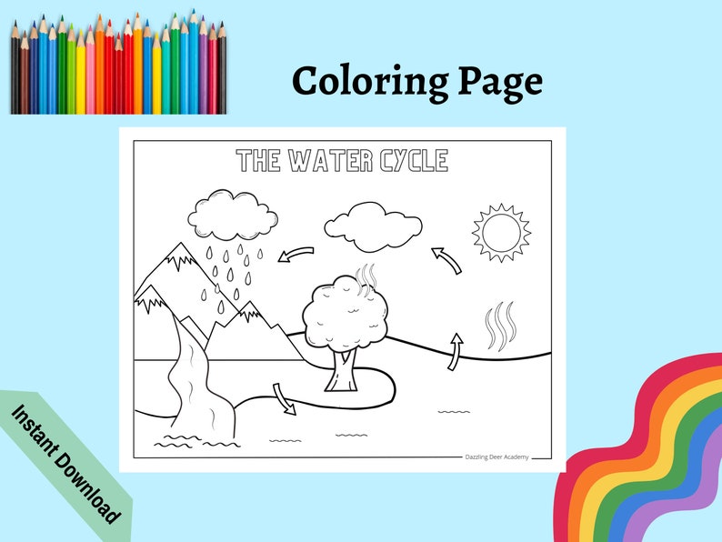 Water Cycle Kids Printable Activity, Water Cycle Unit Study, Preschool ...