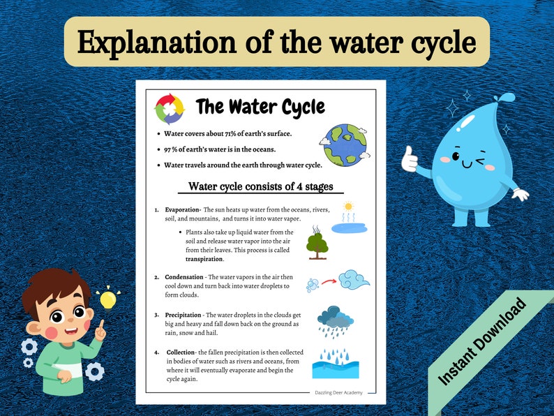 Water Cycle Kids Printable Activity, Water Cycle Unit Study, Preschool ...