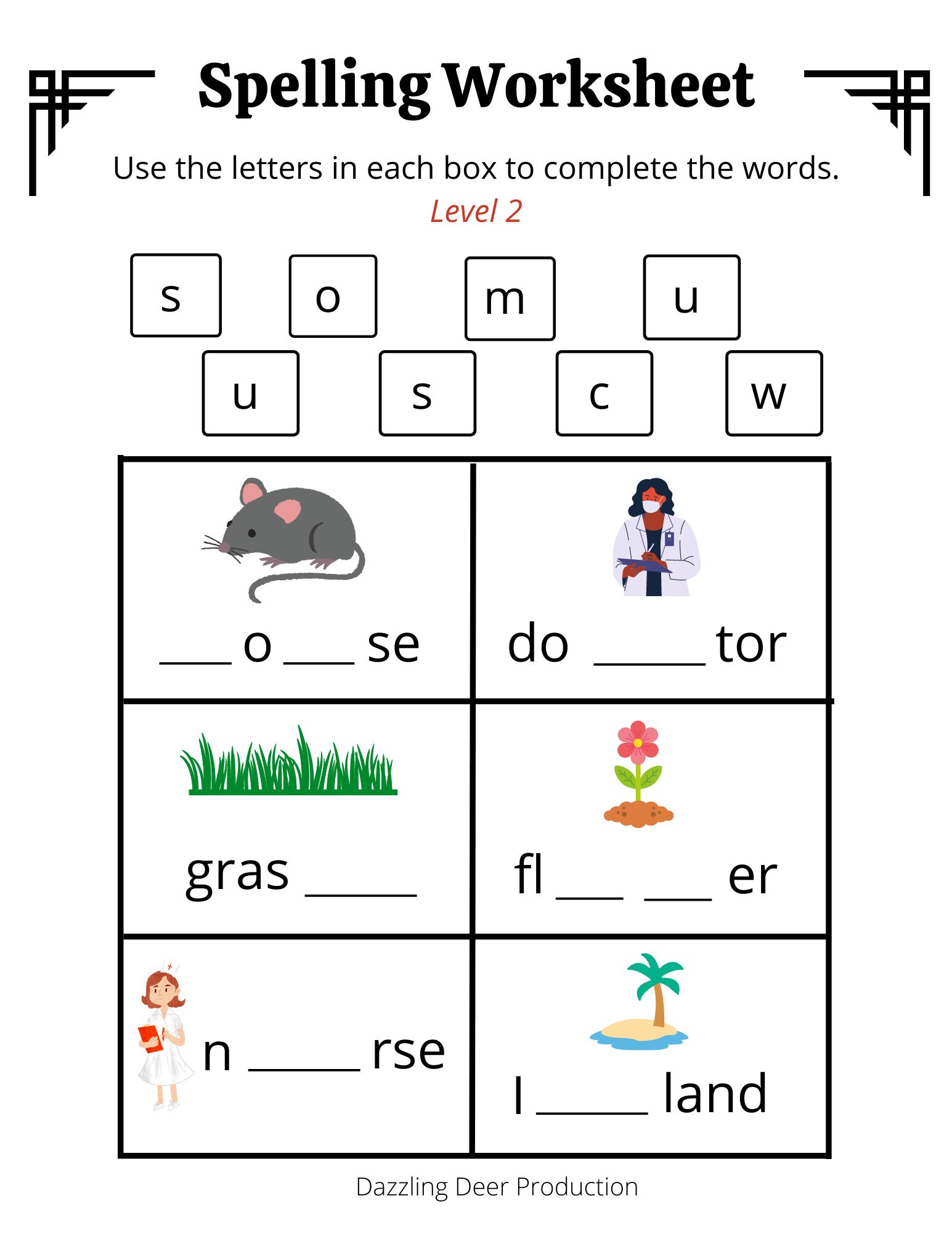 Printable Spelling Worksheets for Kids, Simple Word Practice, Spelling ...