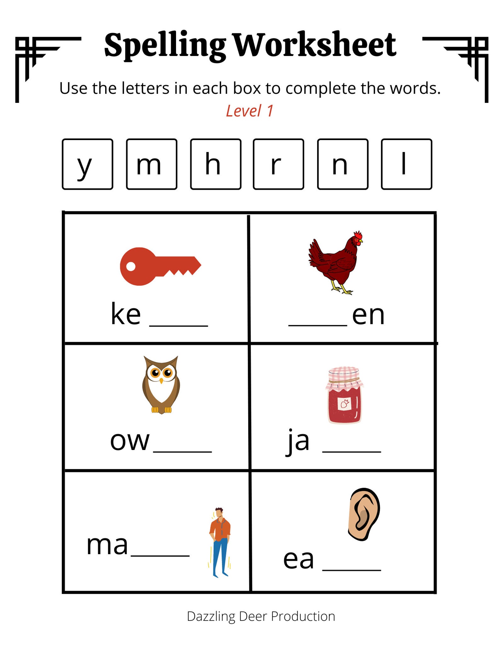 Printable Spelling Worksheets for Kids Simple Word Practice - Etsy