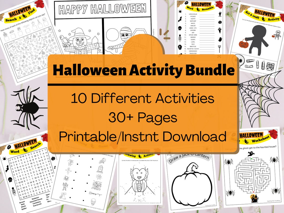 Halloween Activity Printable for Kids, Halloween Activity Bundle ...