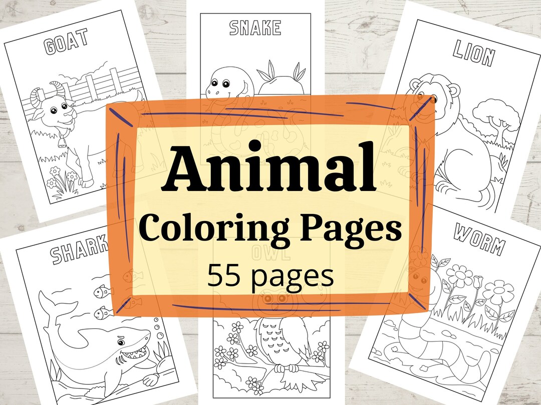 55 Animal Coloring Pages Printable Instant Download Farm Animals Forest ...
