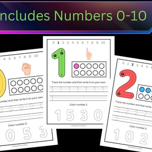 Preschool Number Tracing & Worksheets 0-10, 7 Exercises, Learning How ...