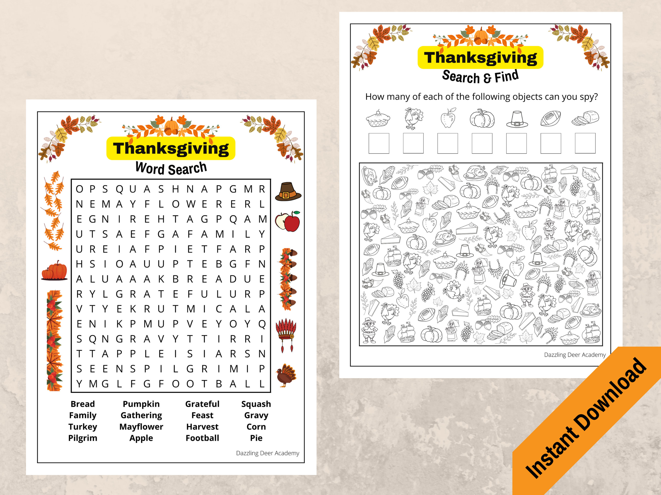 Thanksgiving Activity Pack & Game Bundle for Kids; Thanksgiving Turkey ...