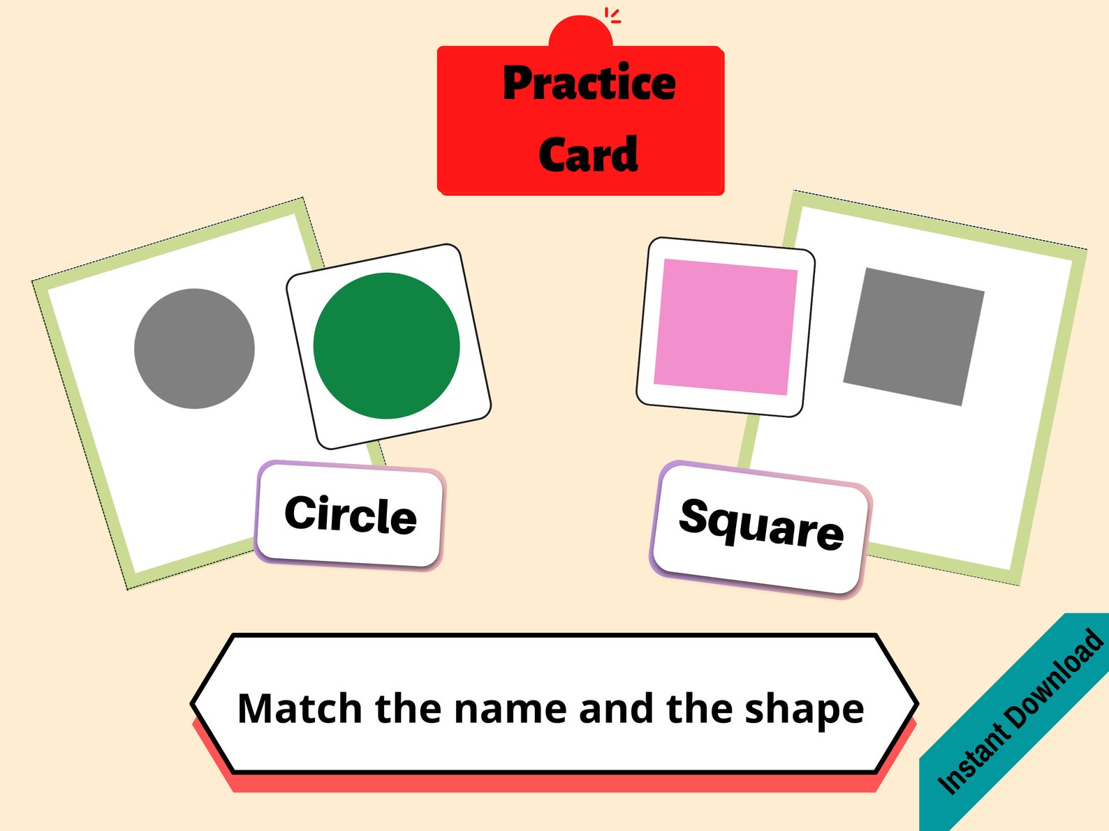 Montessori Shapes Flashcards & Worksheets for Kids Shape - Etsy