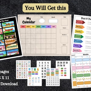 Kids Calendar Printable, Daily Perpetual Wall Calendar, Homeschool ...