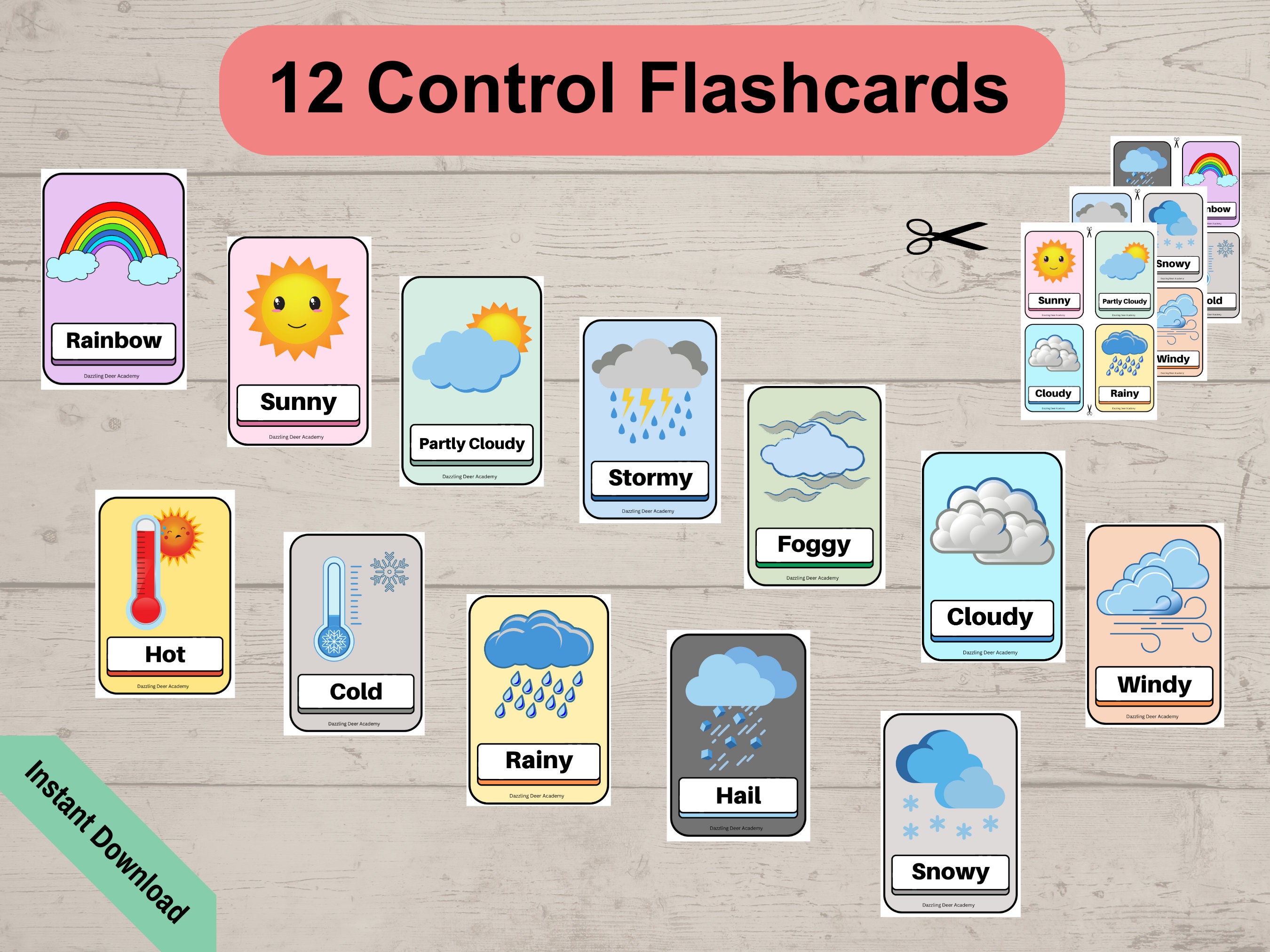 Weather Flashcards & Learning Activity for Kids, Printable Montessori ...