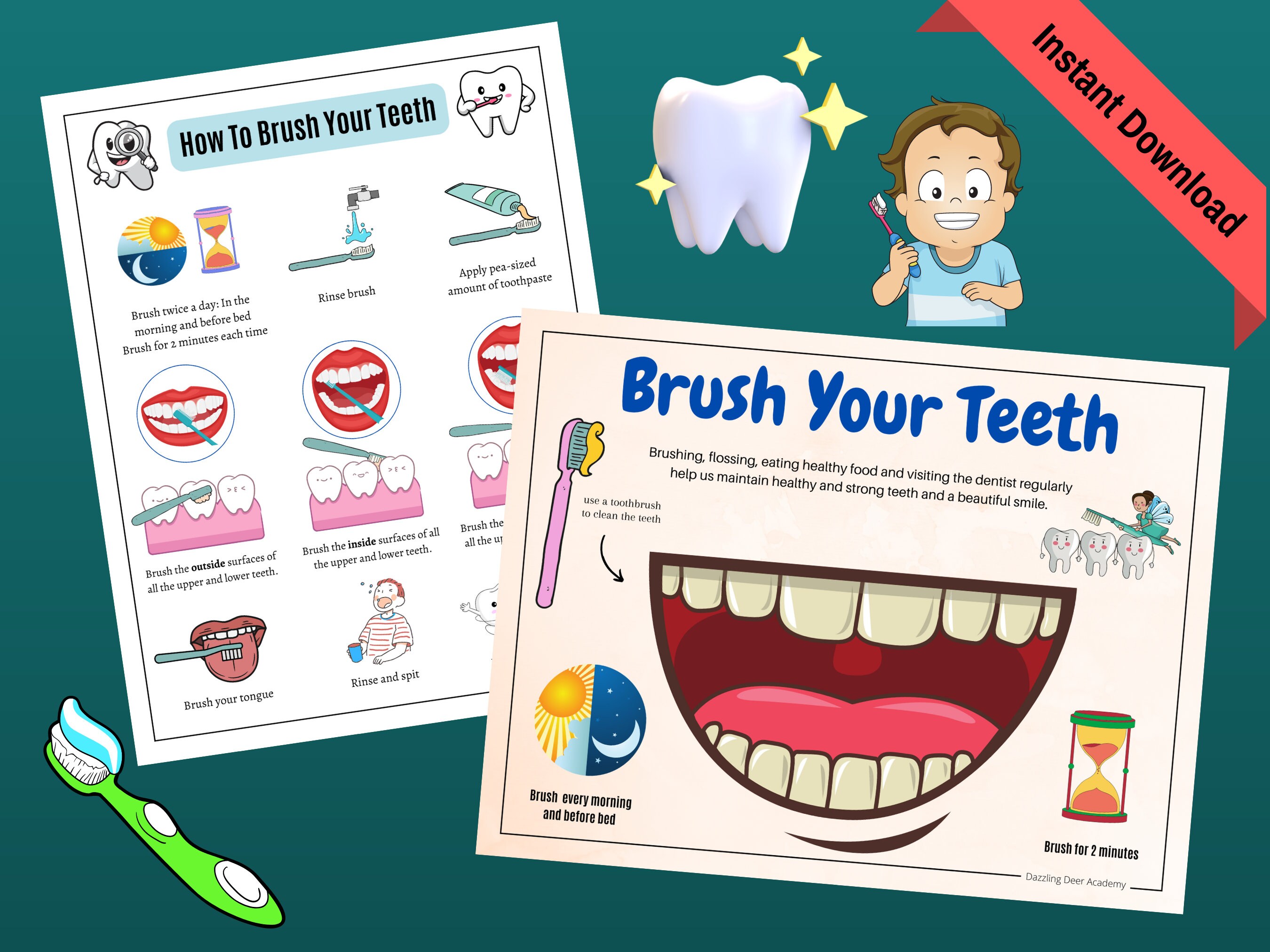 Dental Health Printable Activity for Kids, Preschool Busy Book ...