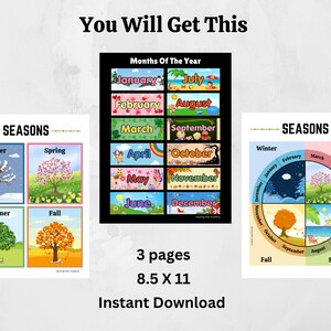 Months of the Year Poster, Seasons Poster, Printable Months Chart ...