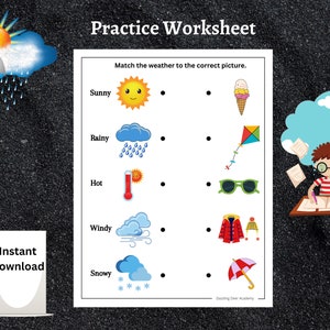 Weather Flashcards & Learning Activity for Kids, Printable Montessori ...
