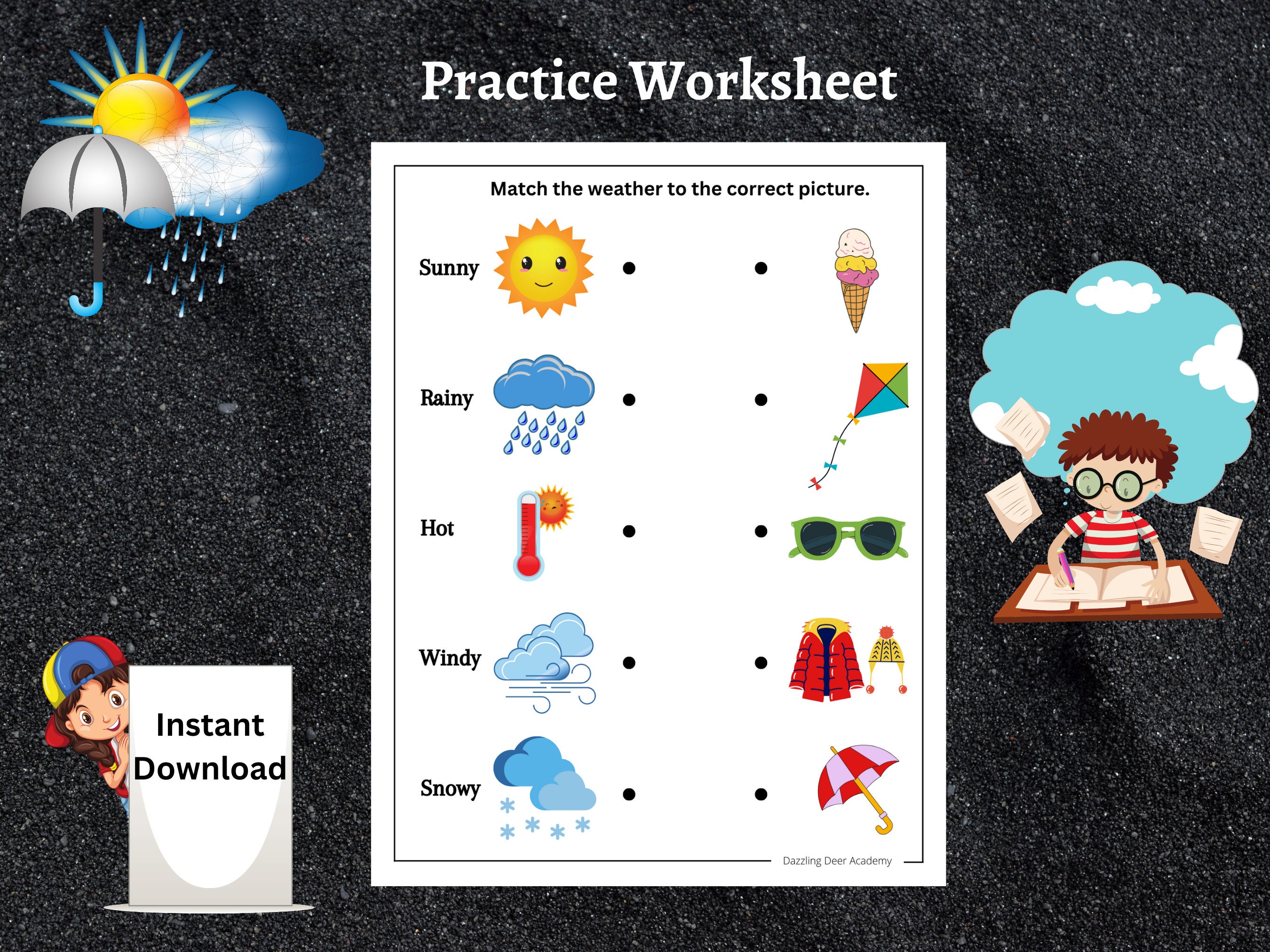 Weather Flashcards & Learning Activity for Kids, Printable Montessori ...