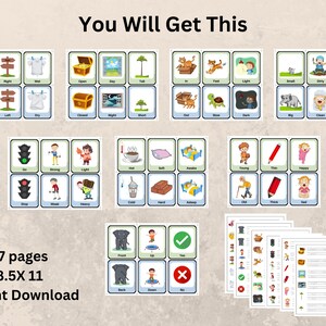 48 Opposite Words Kids Flashcards, Opposites Matching Game, Opposites ...