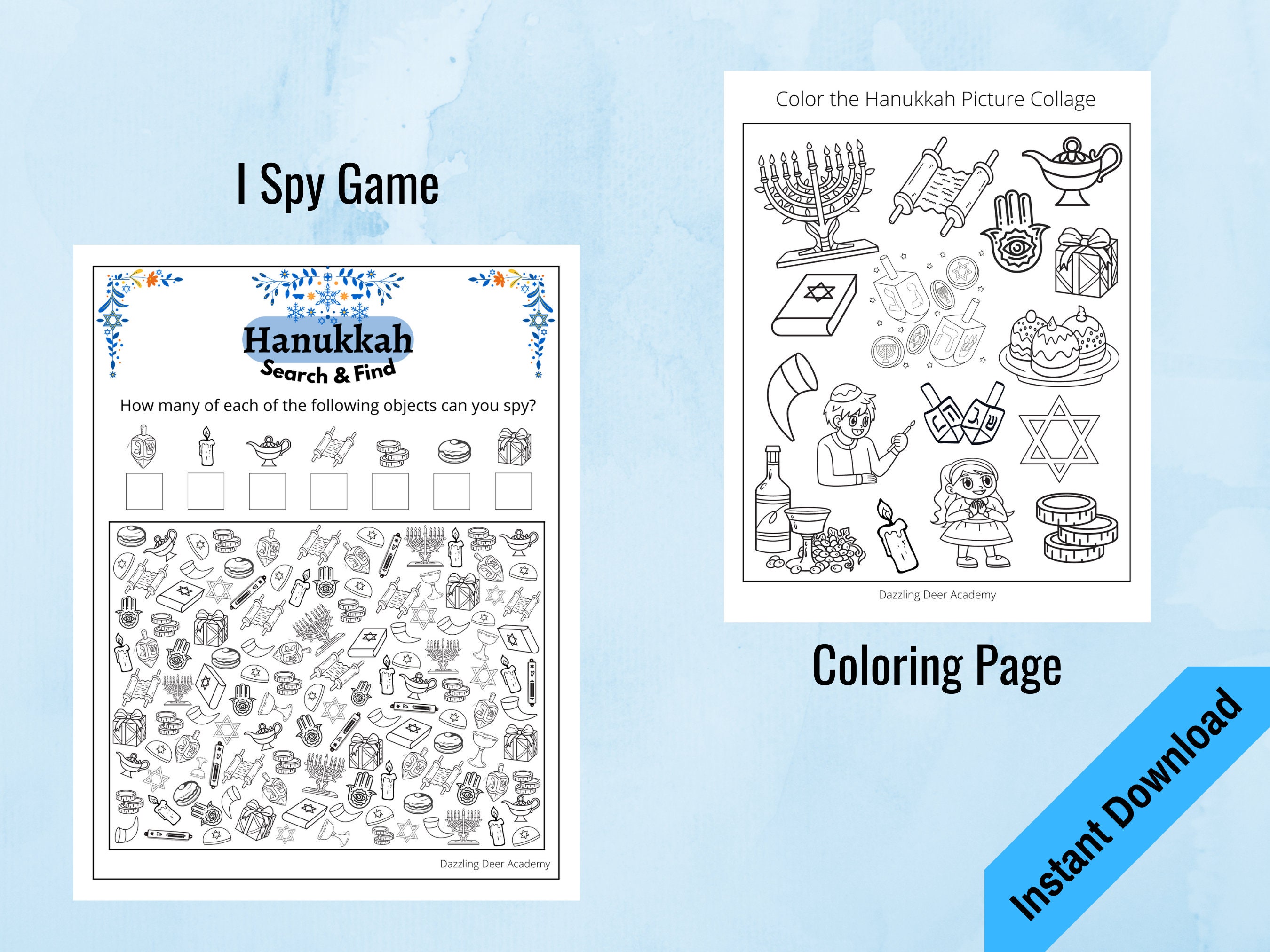 Hanukkah Activity Pack & Game Bundle for Kids Menorah Art and Craft ...