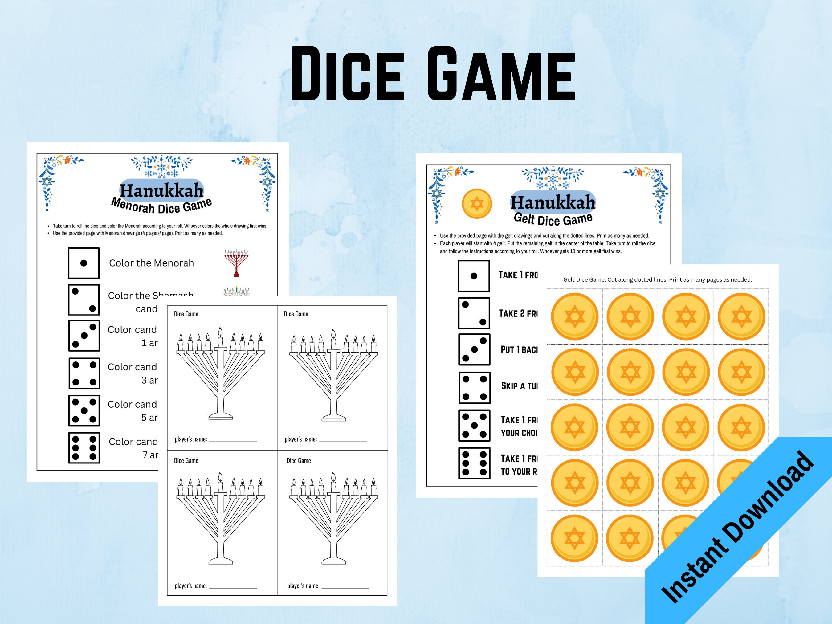 Hanukkah Activity Pack & Game Bundle for Kids; Menorah Art and Craft ...